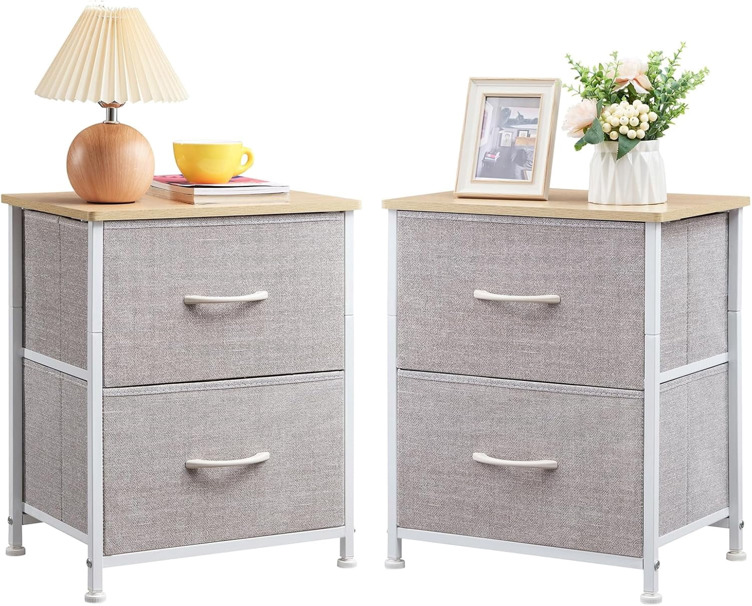 Somdot Nightstand Set of 2, Small Dresser for Bedroom with 2 Drawers ...