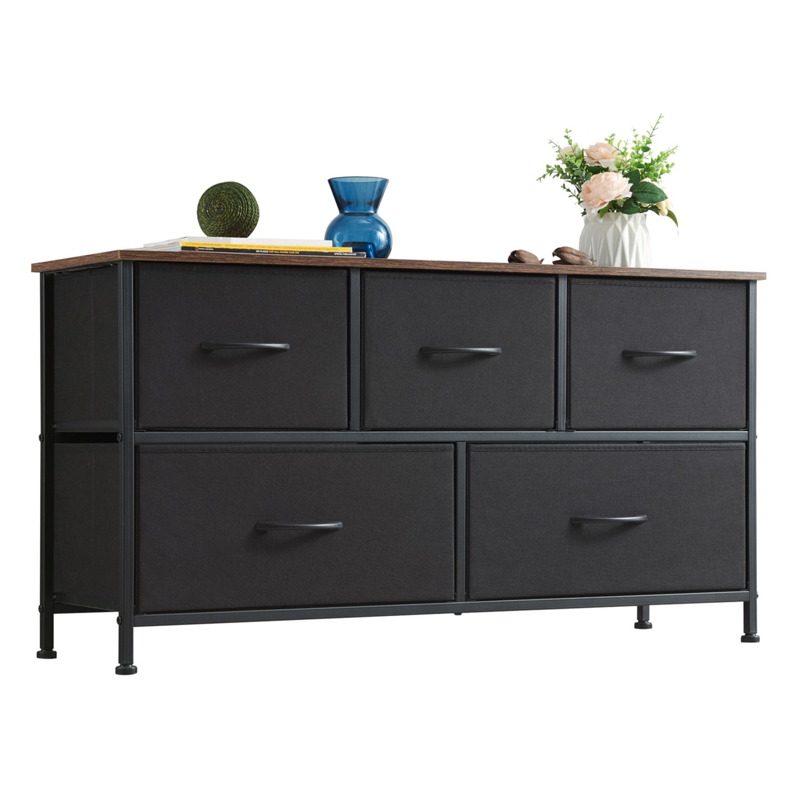 Somdot Fabric Dresser with 5 Large Drawers, Lightweight and Durable ...