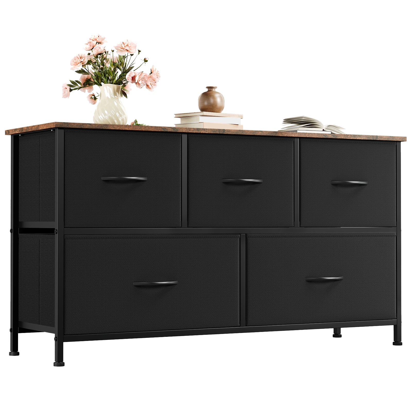 Somdot Fabric Dresser with 5 Large Drawers, Lightweight and Durable ...