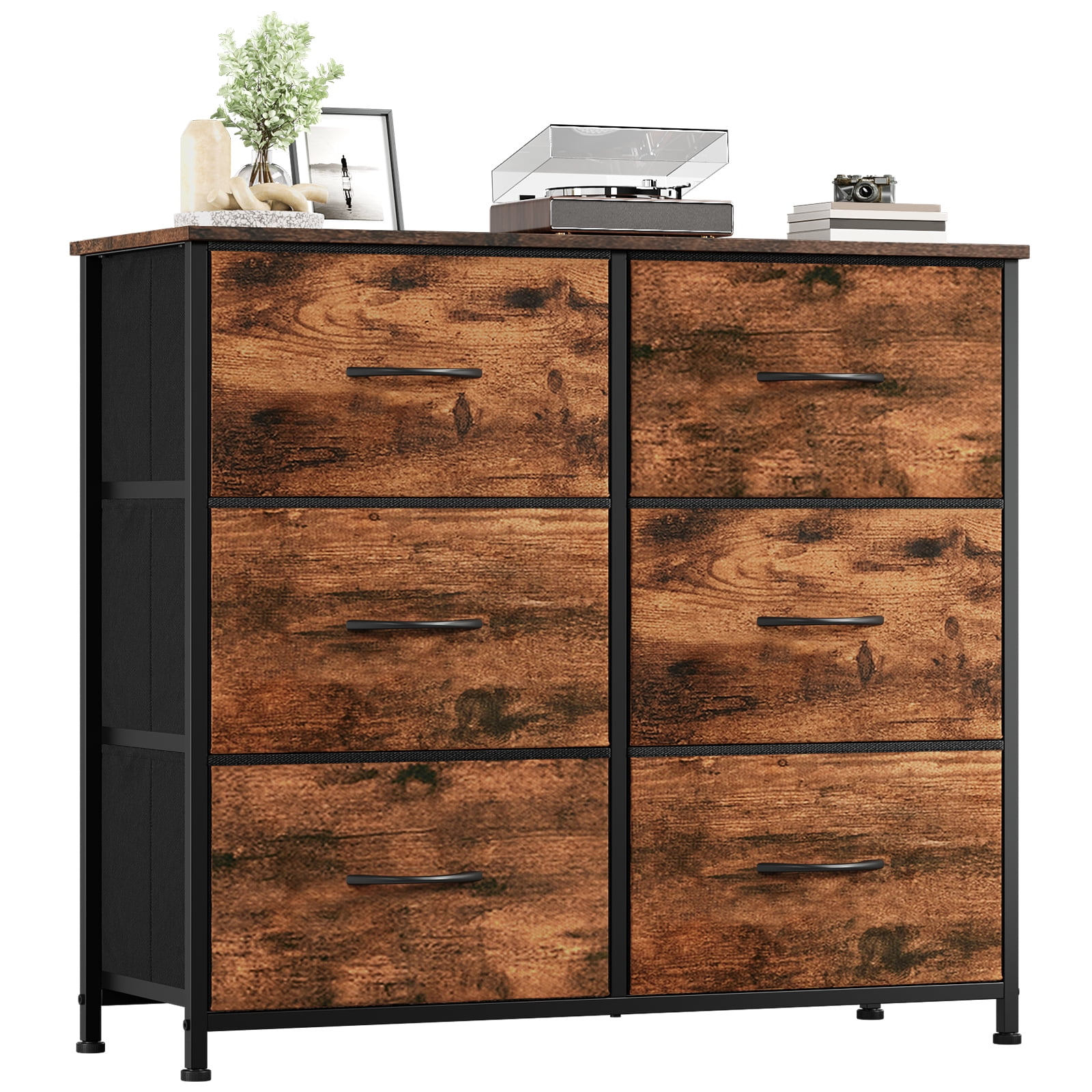 Eunos Wide Dresser 3-Tier with 6 Removable Fabric Drawers for Closet ...