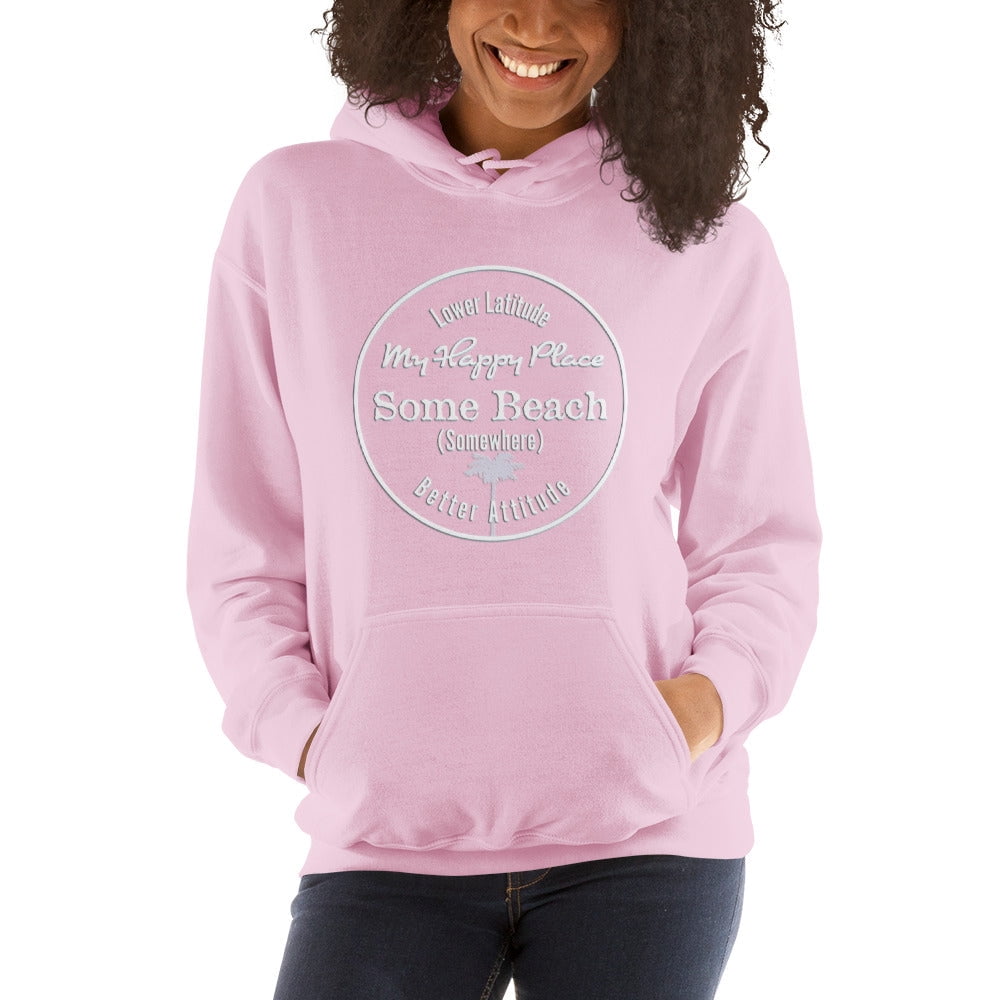 Some Beach Somewhere Is My Happy Place Fleece Hoodie Palm Tree - Walmart.com