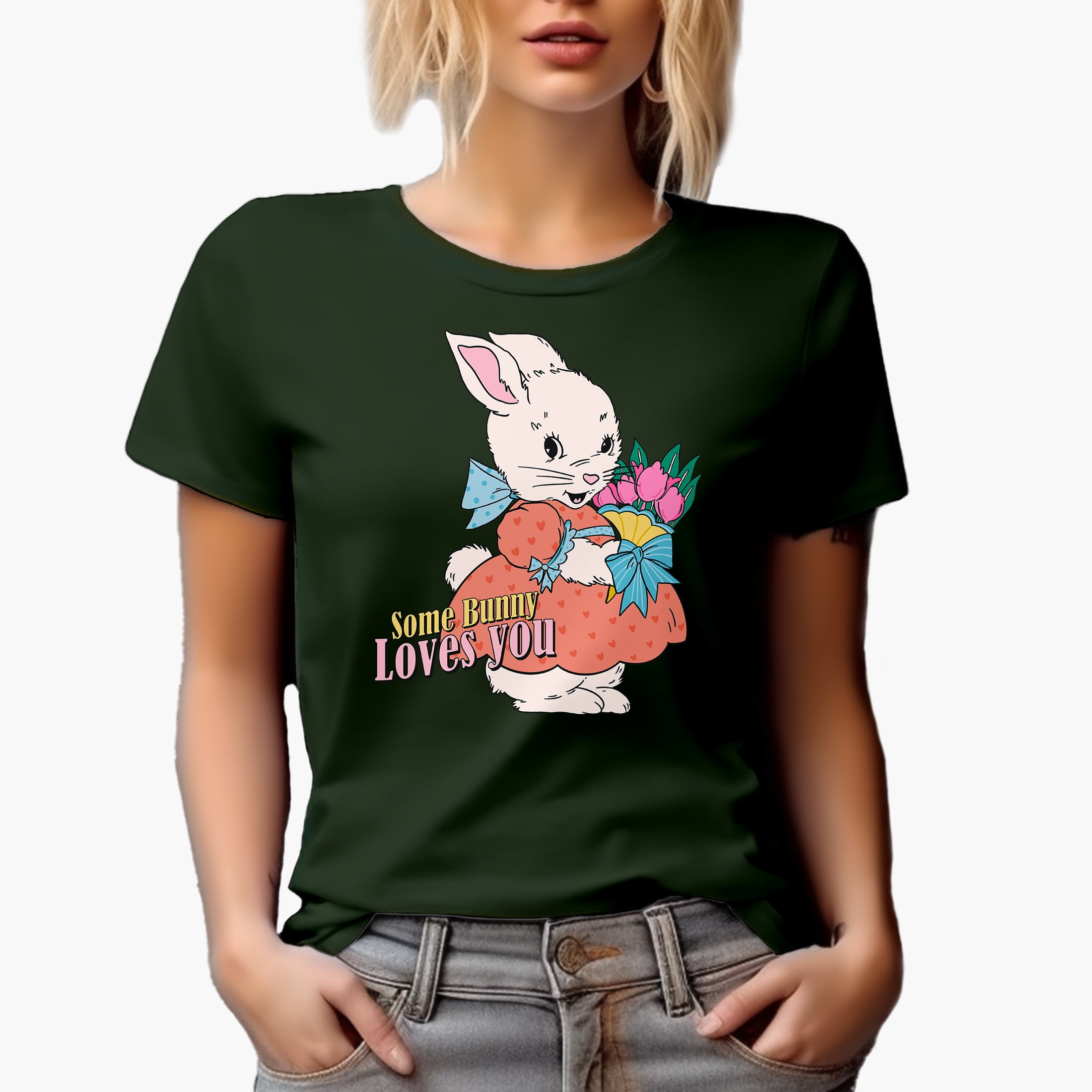 Some Bunny Loves You, Cute Retro Rabbit Art or Easter Sunday Merch Gift ...