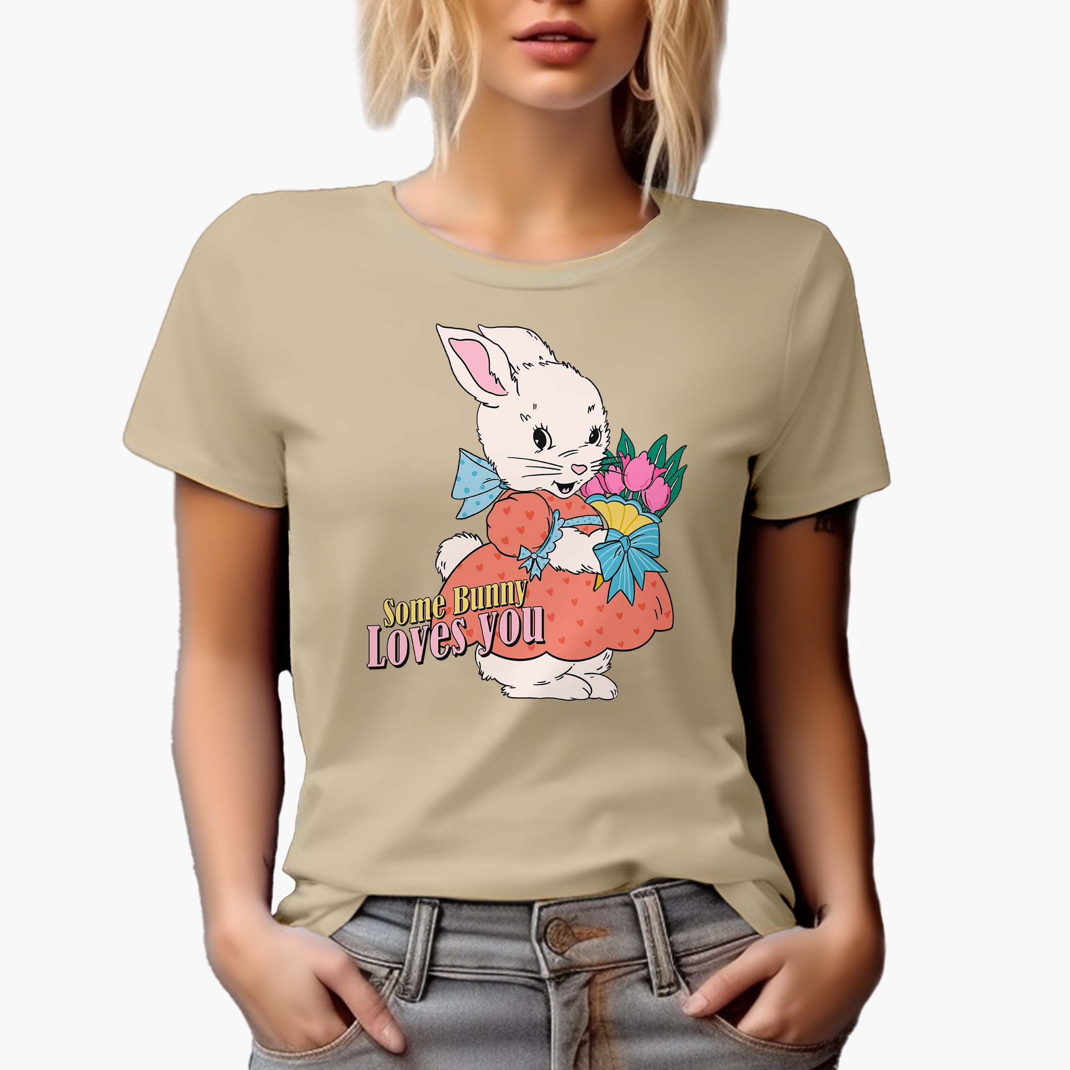 Some Bunny Loves You with Cute Retro Rabbit Art or Easter Sunday Merch ...