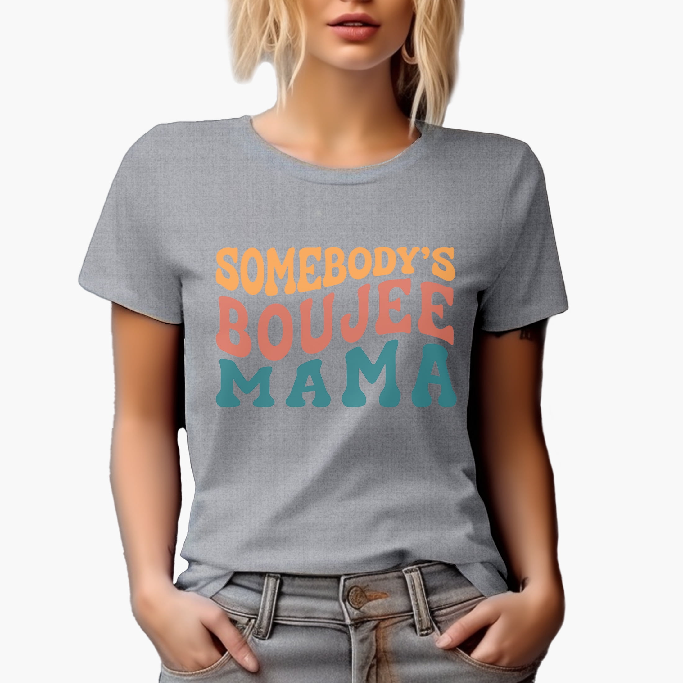 Somebody's Boujee Mama, Gen Z Mom Quote, Groovy Retro Wavy Text Merch ...