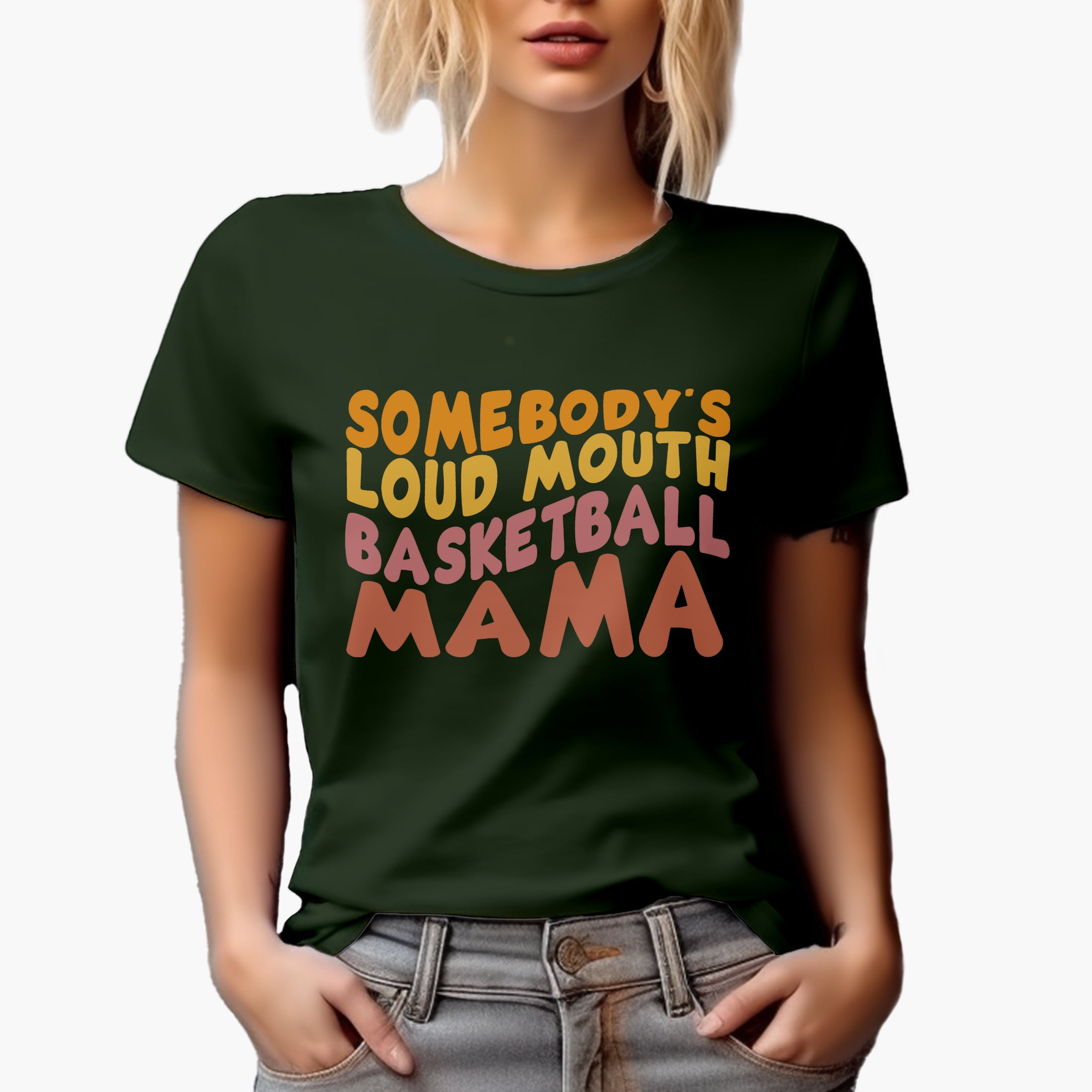 Somebody's Loud Mouth Basketball Mama, Sports Themed, Groovy Retro Wavy ...