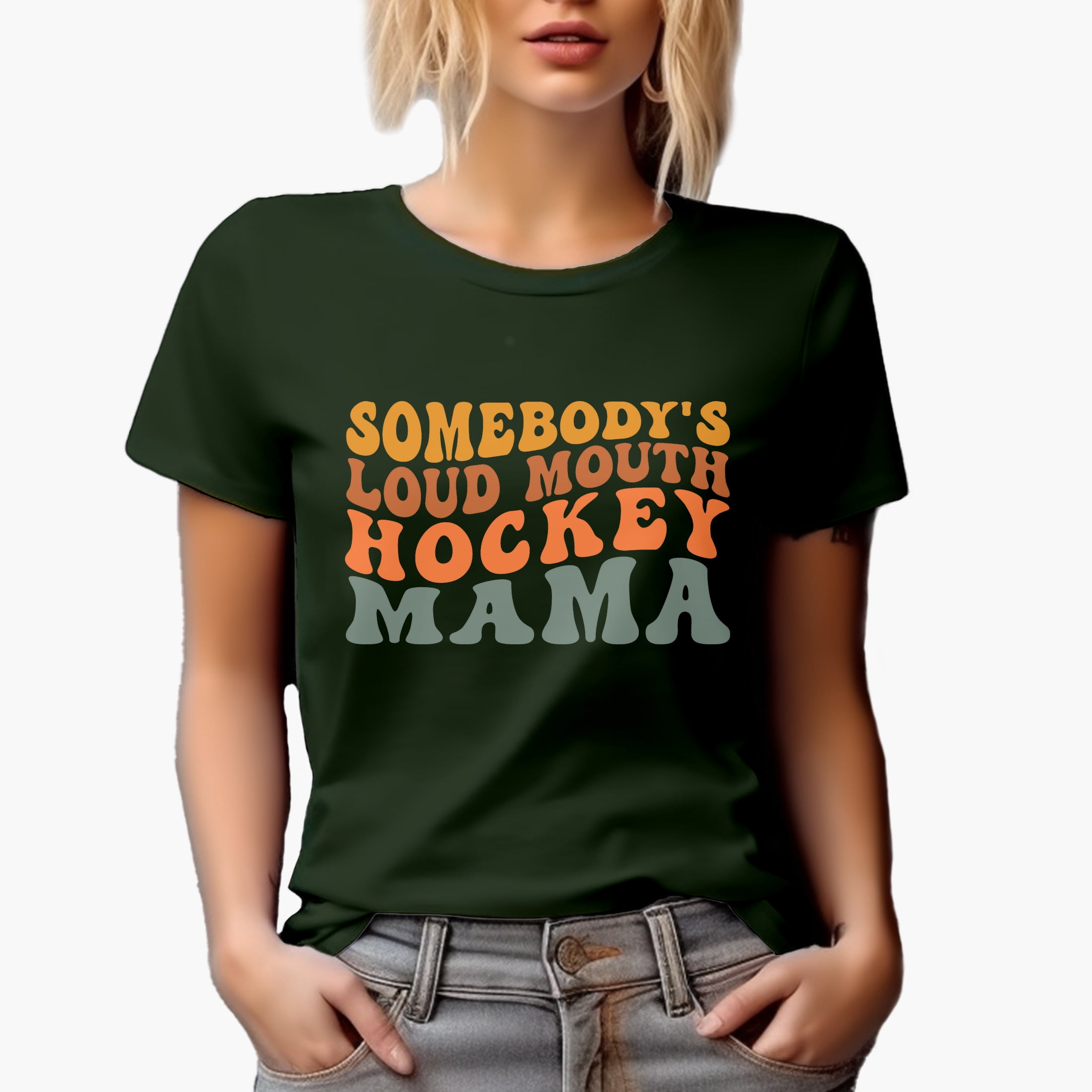 Somebody's Loud Mouth Hockey Mama, Sports Themed, Groovy Retro Wavy ...