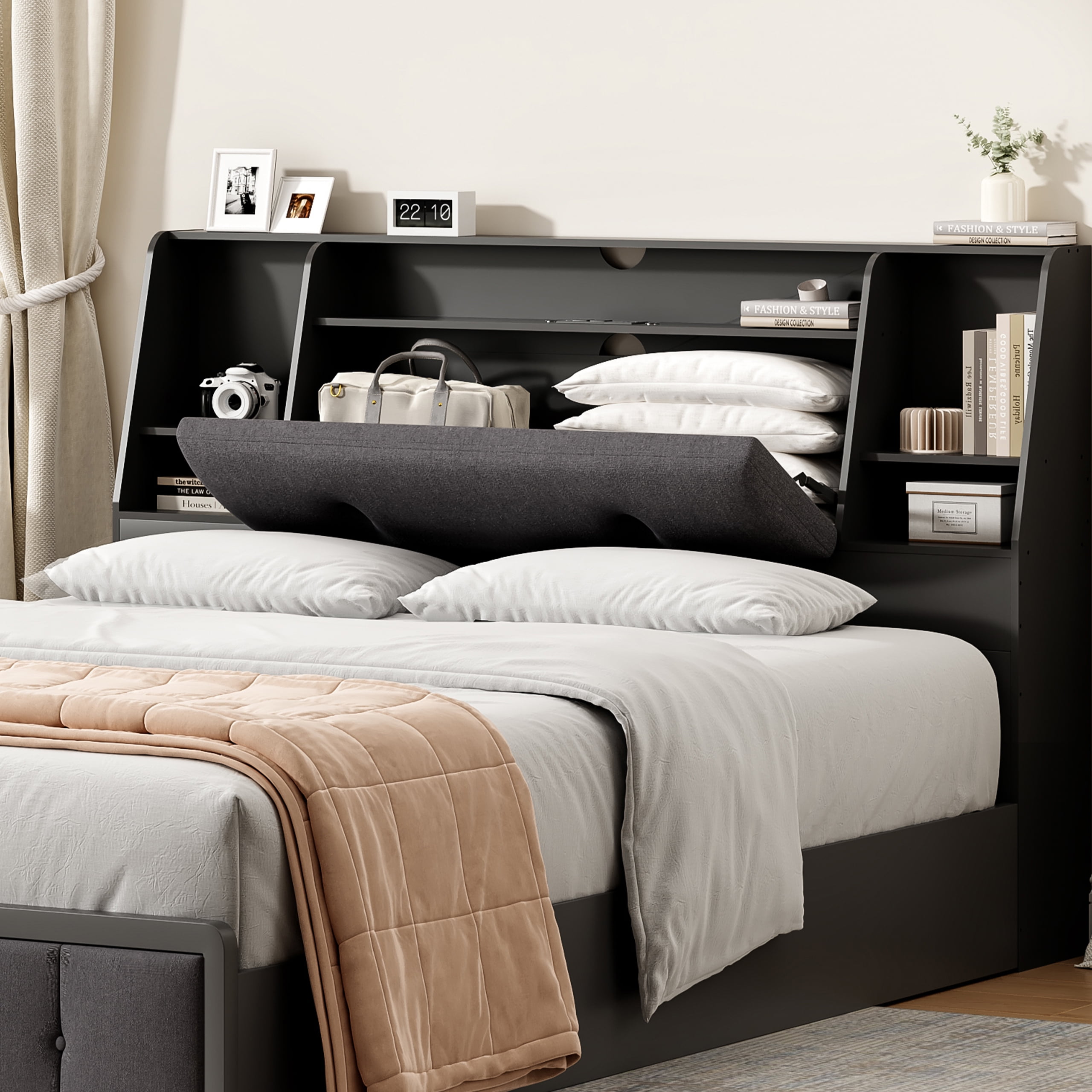 Someet 2 in 1 Queen Size Removable Upholstered Bookcase Headboard with ...