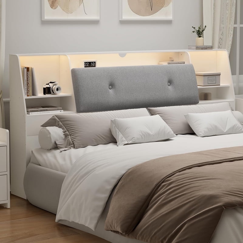 Someet 2 in 1 Removable Upholstered Panel Boookcase Headboard With ...