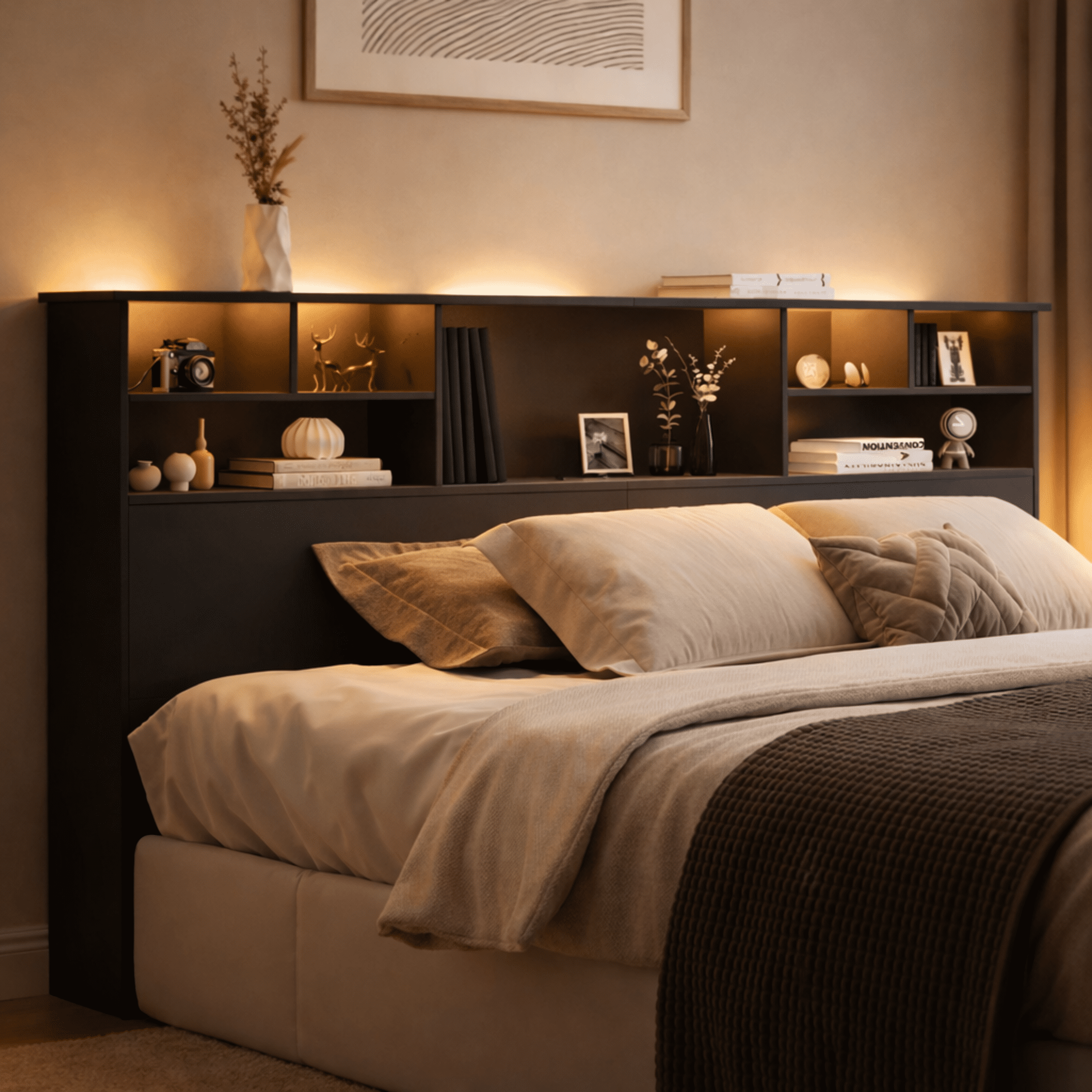 Someet Headboard for King Size with Storage, Sturdy and Stable ...