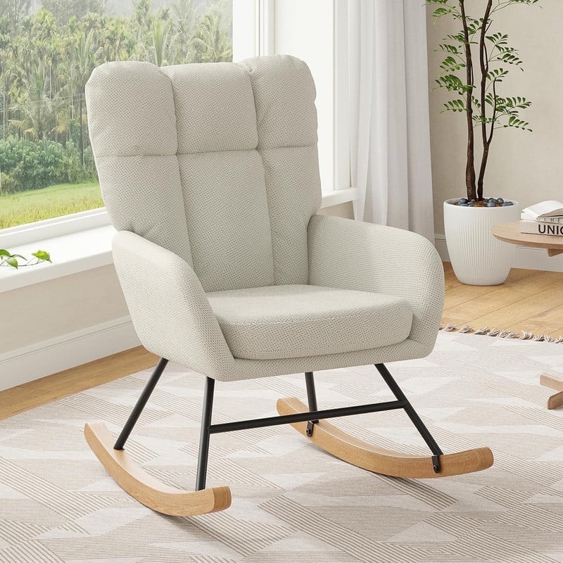 Someet Modern Nursery Rocking Chair,Teddy Fabric Nursing Chair for ...