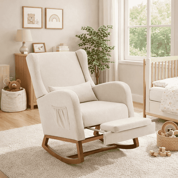 Someet Nursery Rocking Chair, Upholstered Glider Rocker Chair with ...