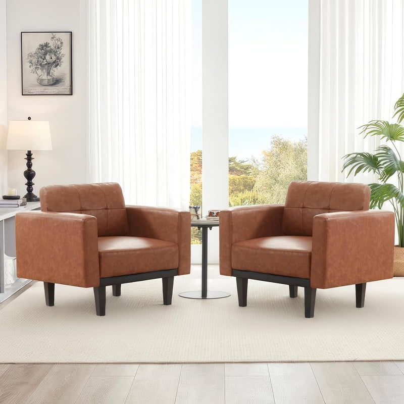 Someet Square Arm Accent Chair with Oversized Upholstered, Mid-Century ...