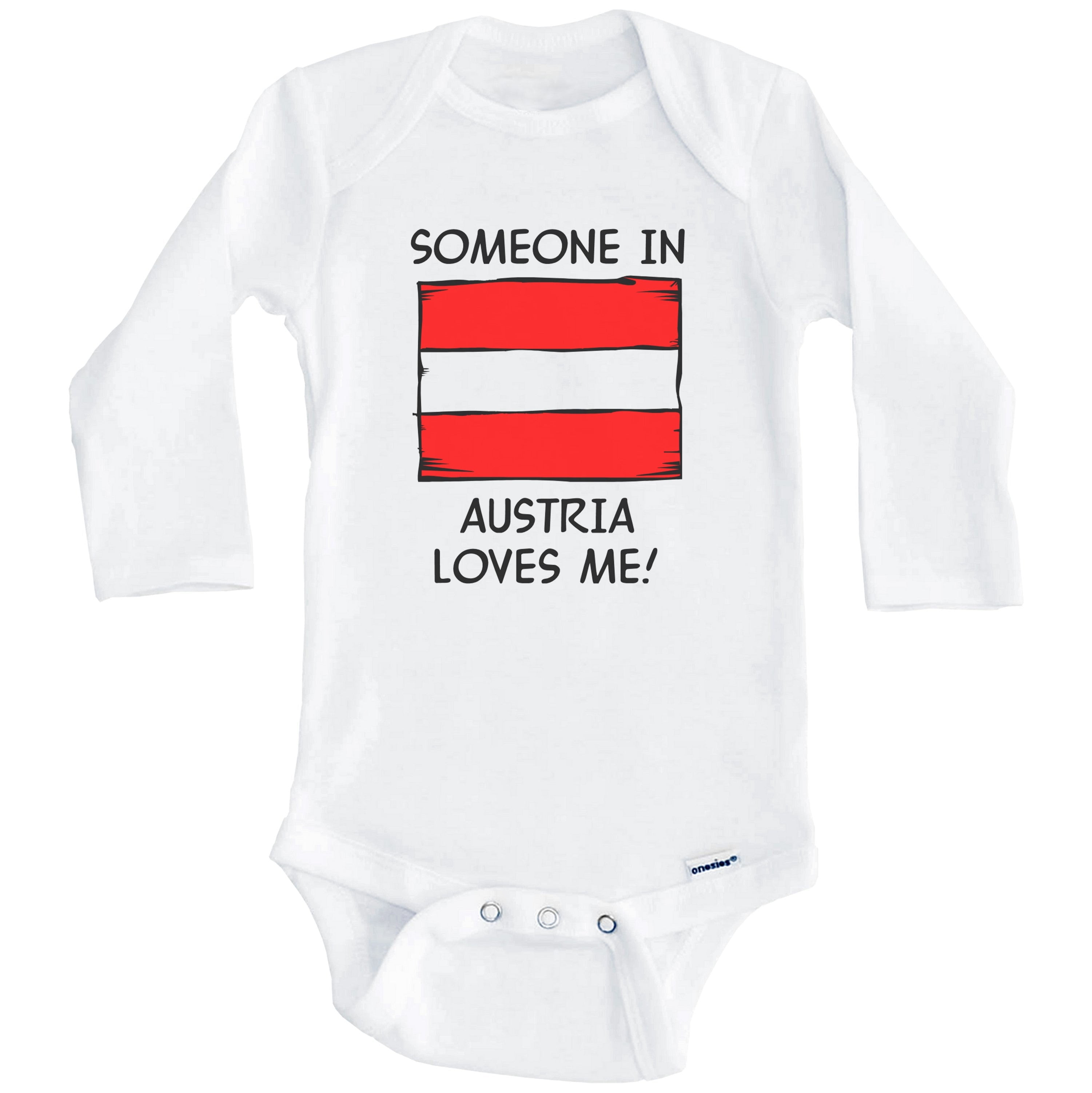 Someone In Austria Loves Me Austrian Flag One Piece Baby Bodysuit (Long ...