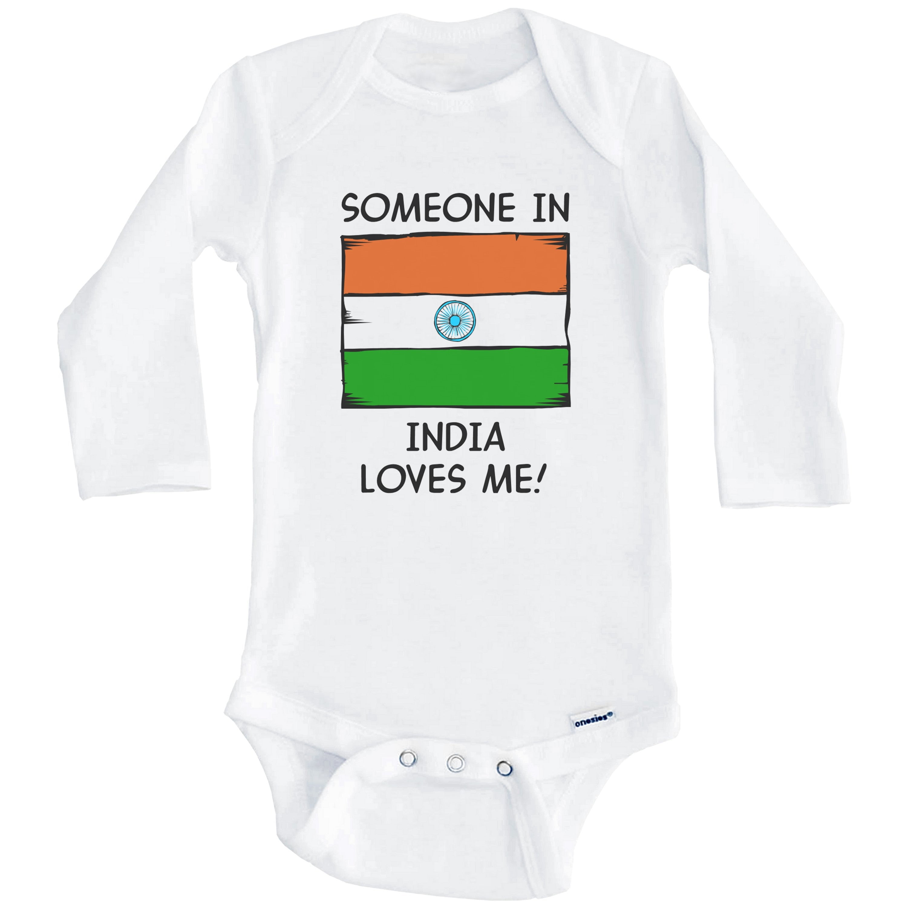 Someone In India Loves Me Indian Flag One Piece Baby Bodysuit (Long ...