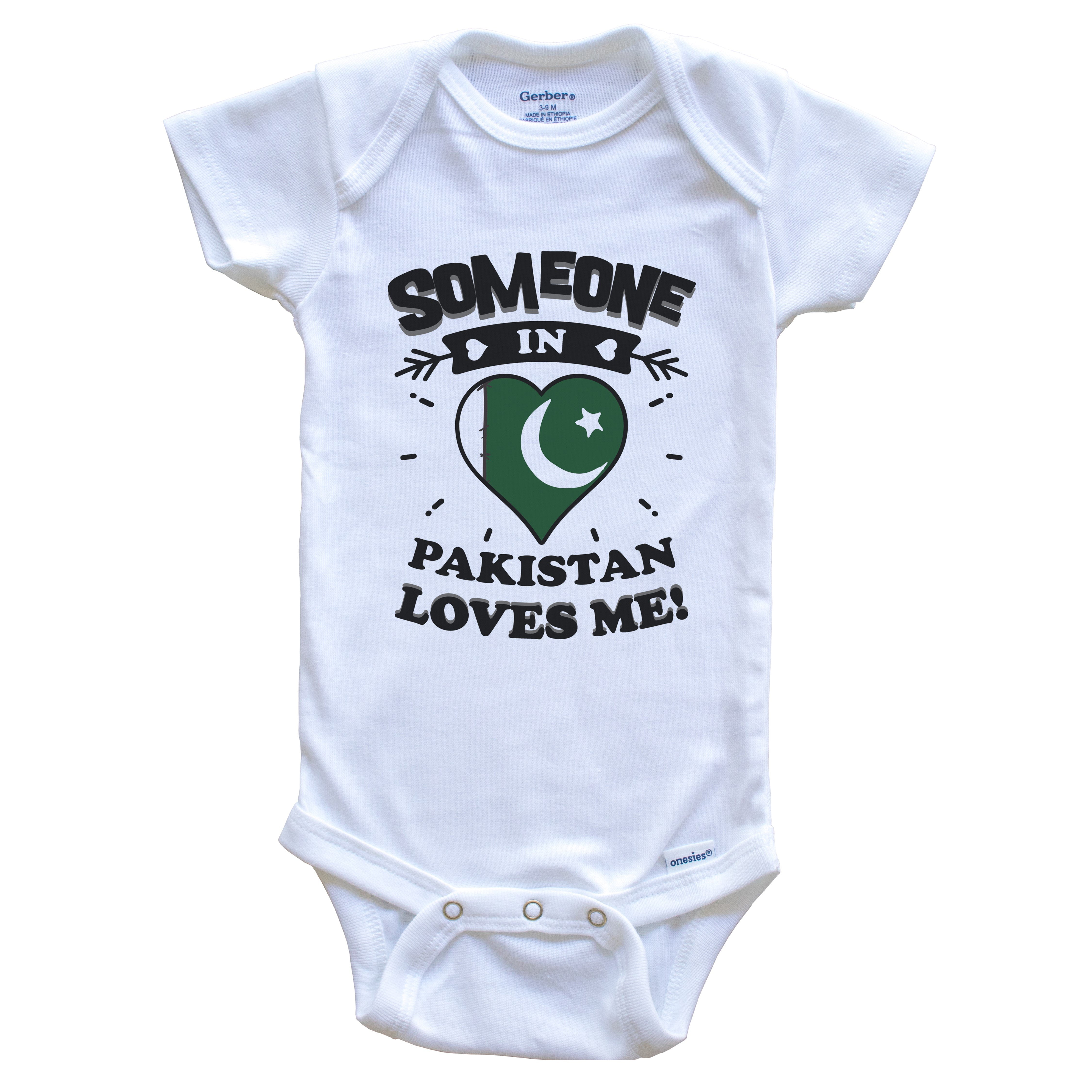 Someone In Pakistan Loves Me Pakistani Flag Heart Baby Bodysuit ...