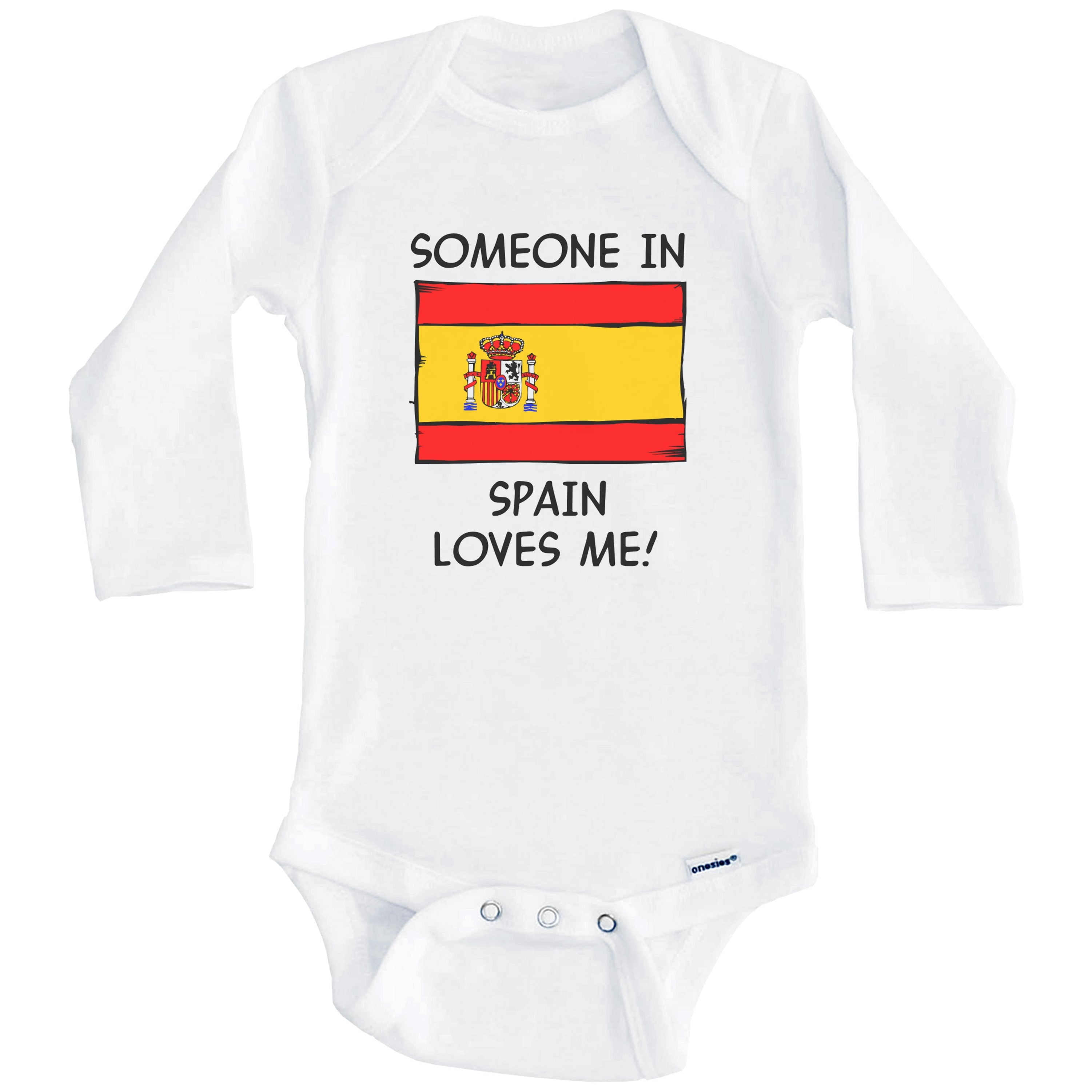 Someone In Spain Loves Me Spanish Flag One Piece Baby Bodysuit (Long ...