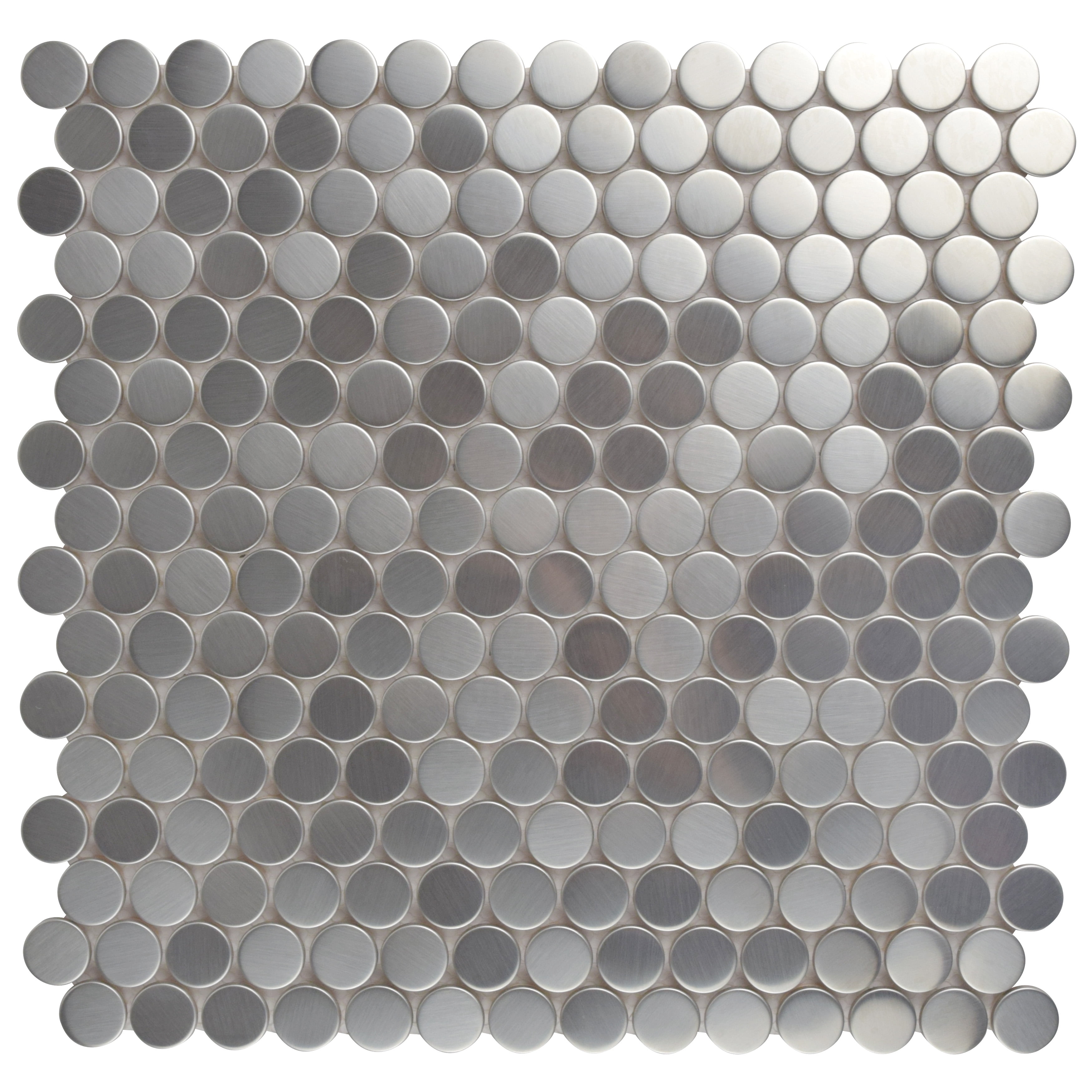 SomerTile Meta Penny Round 11-3/4 in. x 11-3/4 in. x 8 mm Stainless ...