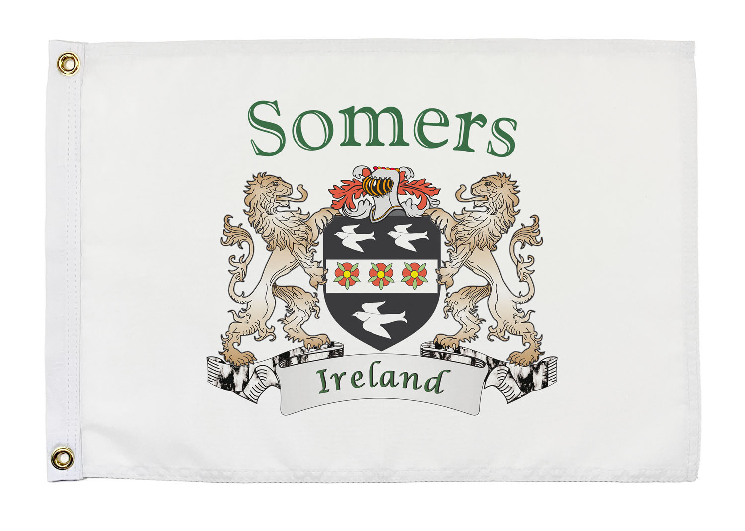 Somers Irish Coat of Arms Small White Flag - 16"x10.5" inches - Walmart.com
