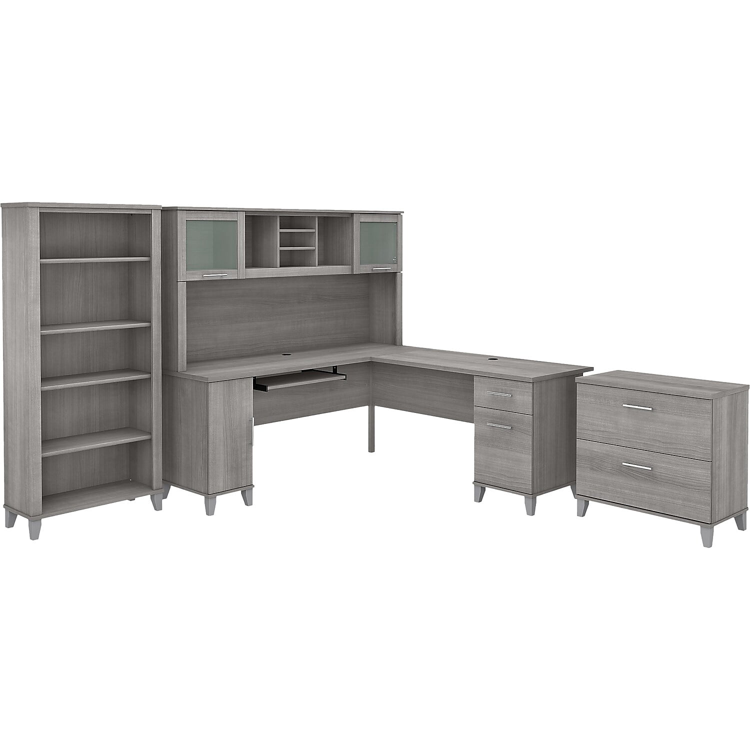 Bush Furniture Somerset 72W Office L Shaped Desk Set with Hutch ...