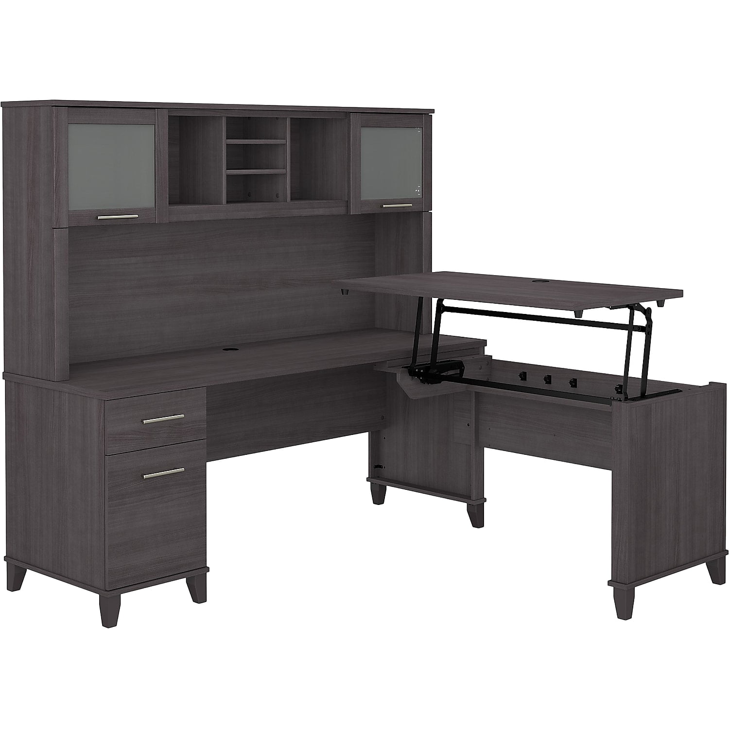 Somerset 72W L Desk with Hutch, Engineered Wood, Storm Gray - Walmart.com