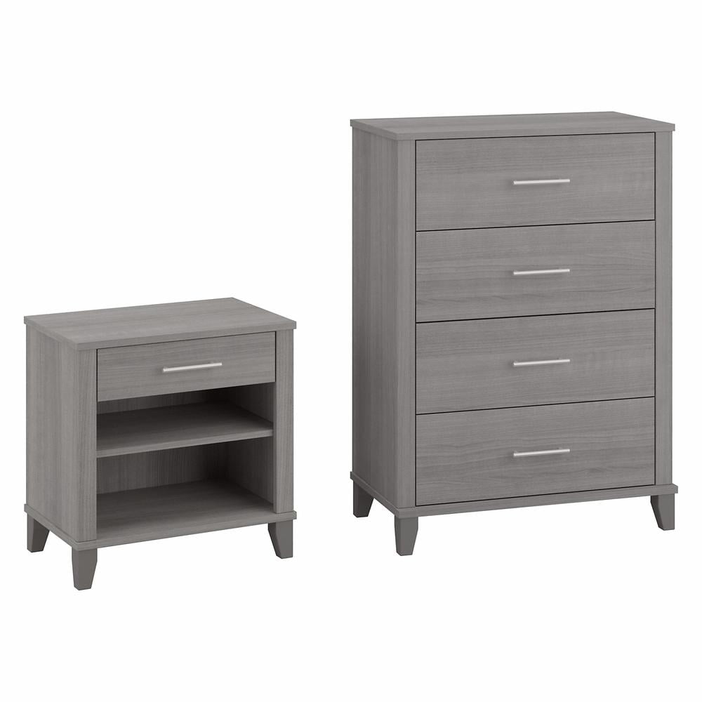 Somerset Chest of Drawers and Nightstand Set in Platinum Gray ...