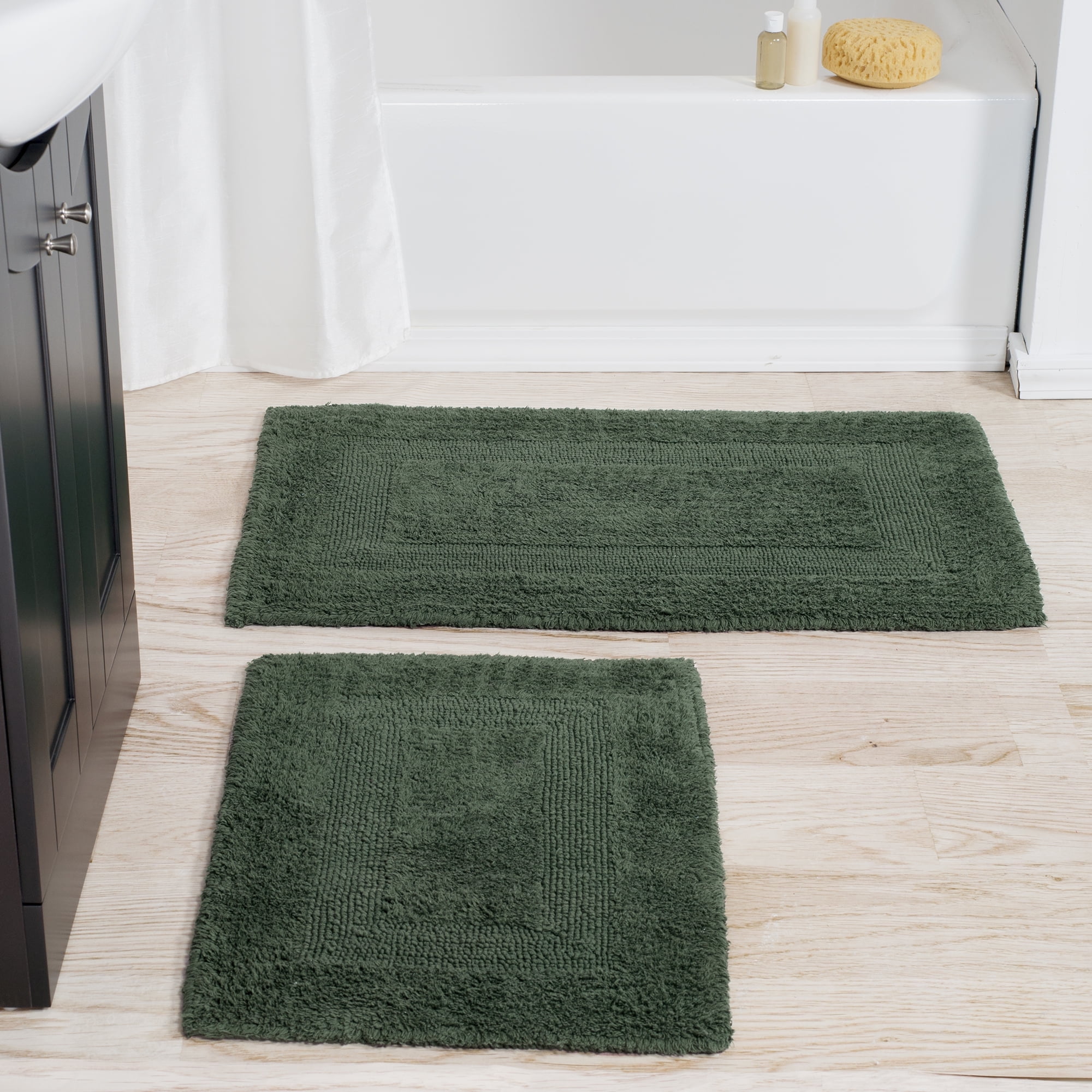 SH 100% Cotton 2 Piece Reversible Rug Set - Green - Walmart.com