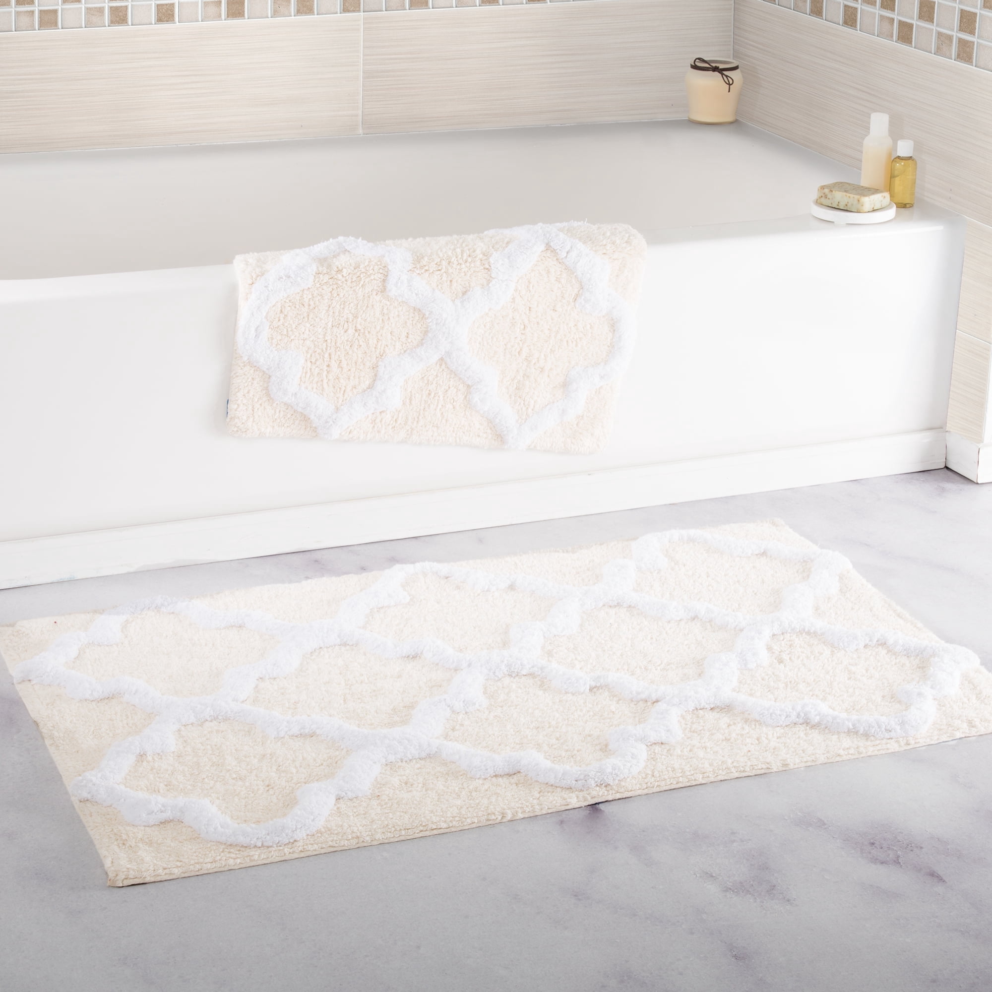 Somerset Home 100% Cotton Trellis Bath Mat Set - Absorbent - Walmart.com