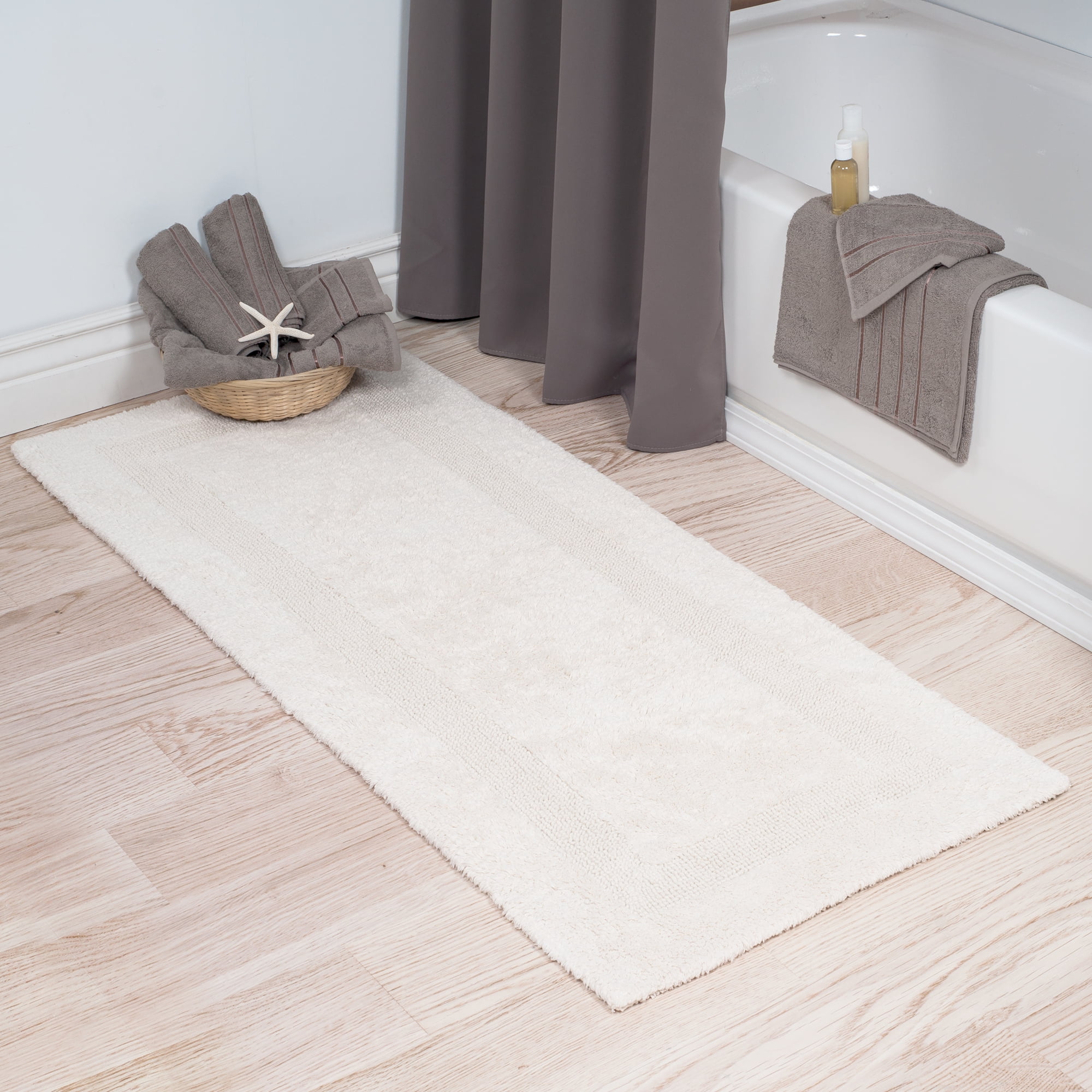 Somerset Home 100% Cotton Reversible Long Bath Rug - Ivory - 24x60 ...