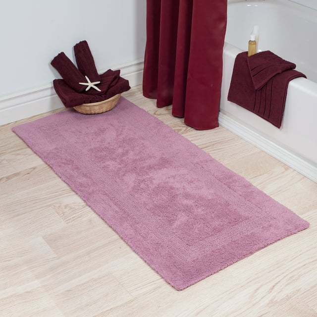 SH 100% Cotton Reversible Long Bath Rug - Rose - 24x60 - Walmart.com