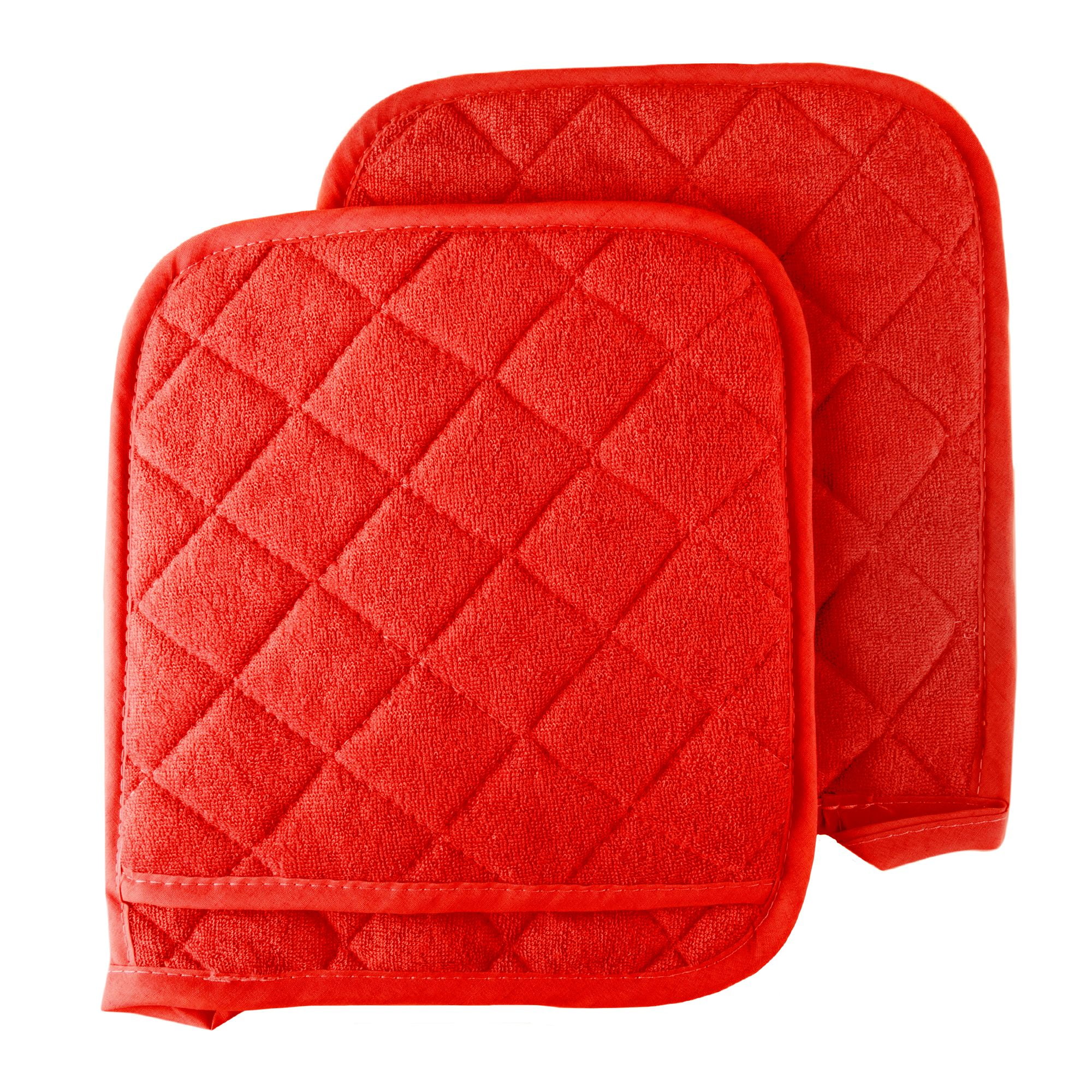 Somerset Home 2-Piece Quilted Cotton Pot Holders Red Heat Resistant ...