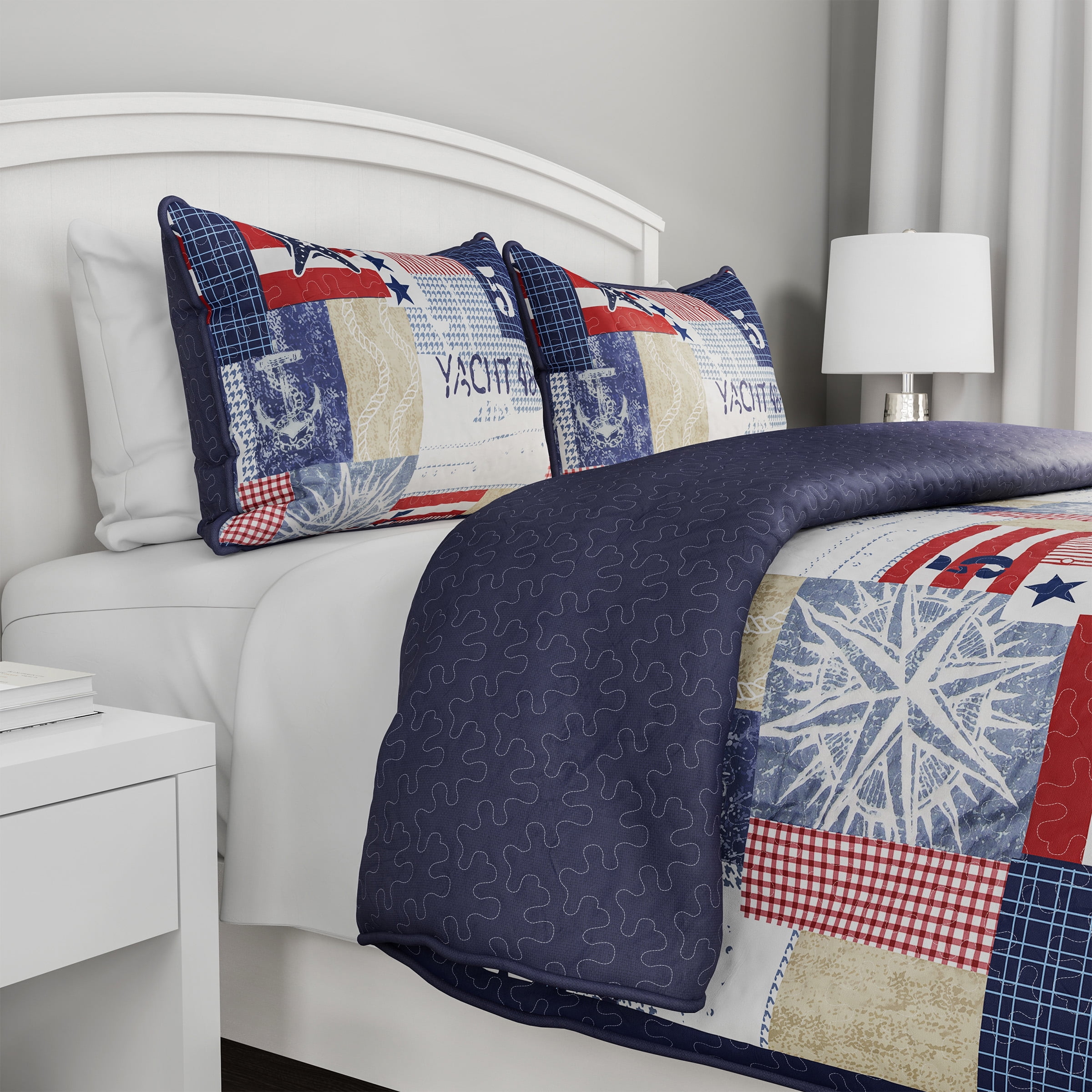 Somerset Home Nautical Quilt Set Full/Queen Americana Print - Walmart.com
