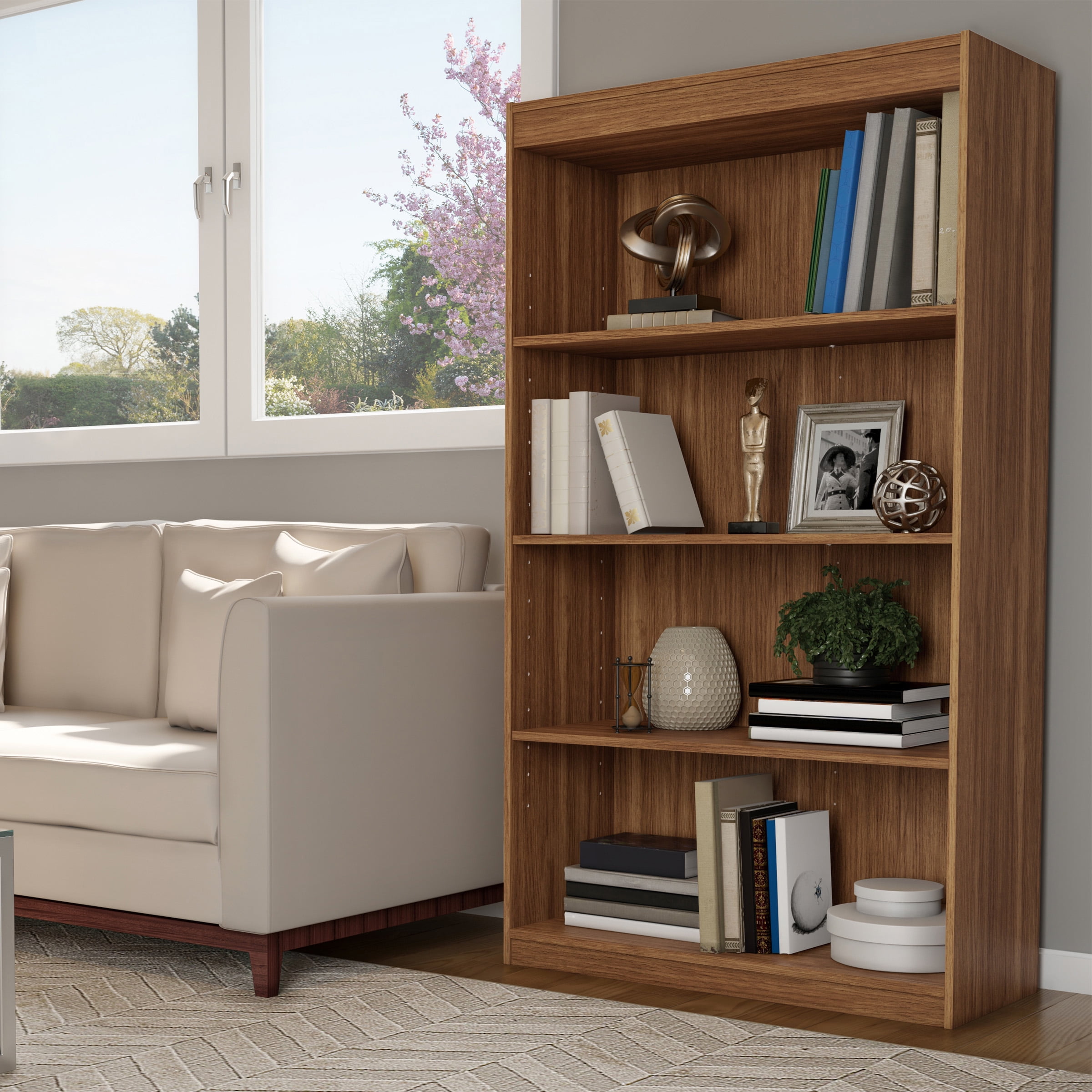 Free Shipping! Somerset Home 4-Tier Brown Bookcase with Adjustable ...