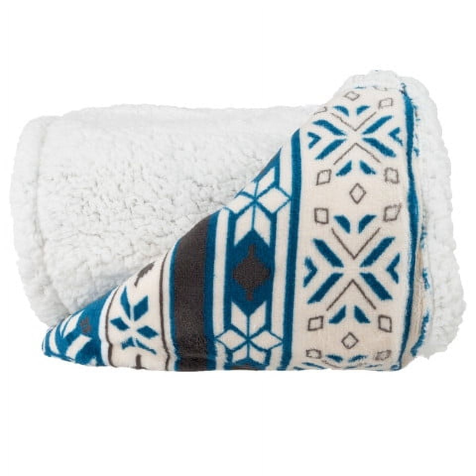 Somerset Home 50x60-inch Fleece/Sherpa Throw Blanket for Adult- Blue ...