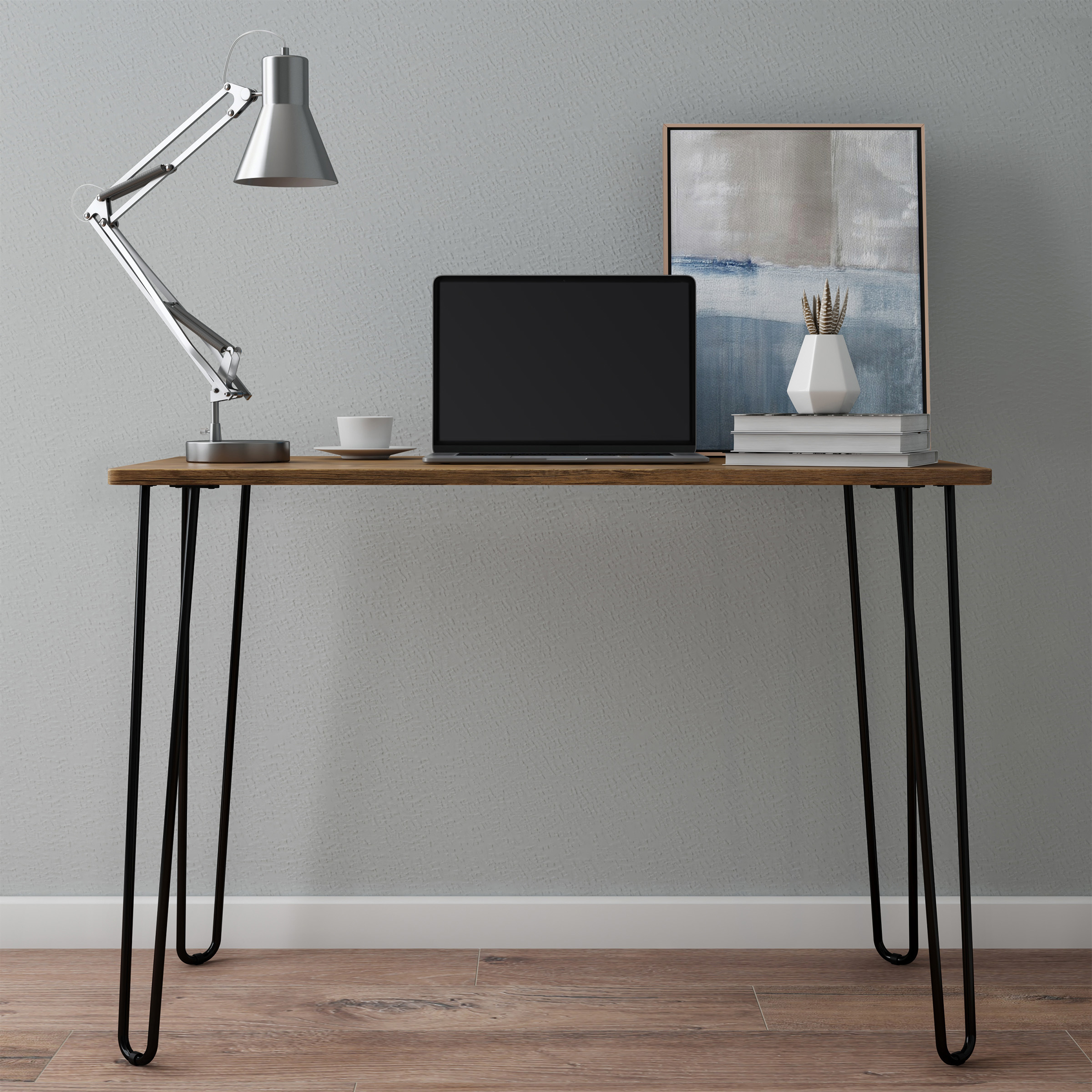 Simpli Home Harper Solid Wood Mid-Century Modern 60" Desk in Light ...