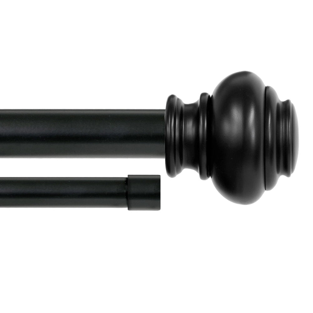 Lumino 1" and 5/8" Black Somerset Knob Adjustable Double Curtain Rod ...