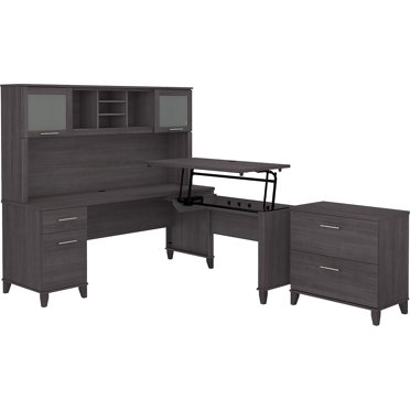 Bush Furniture Somerset 72 in L Desk and Hutch with Adjustable Height ...