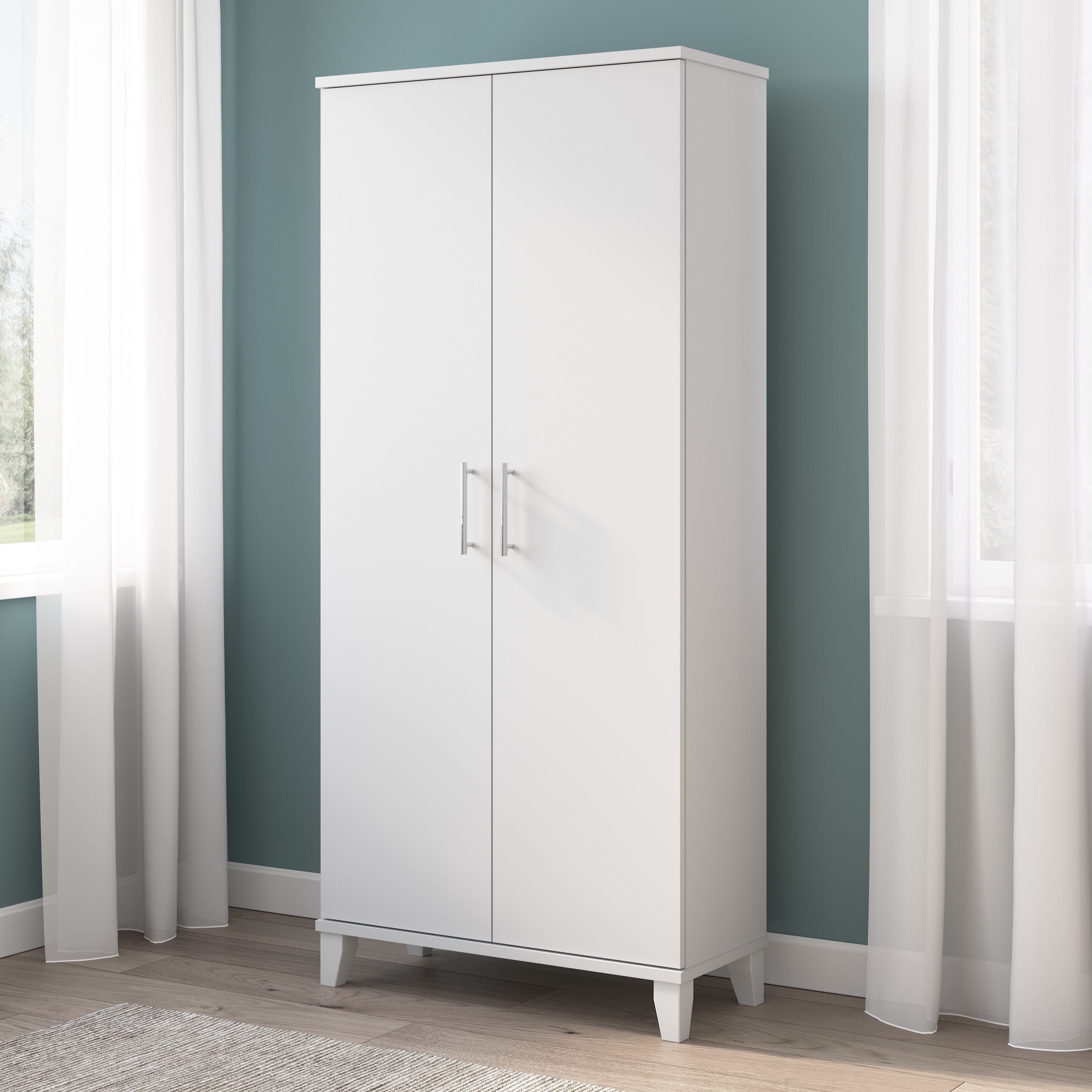Somerset Tall Storage Cabinet with Doors and Shelves in White ...
