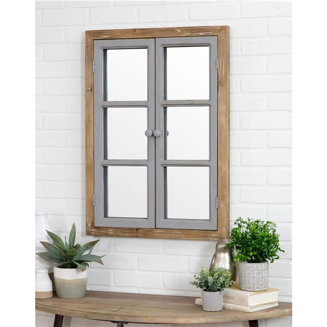 Somerset Window Pane Wall Mirror, Brown - Walmart.com