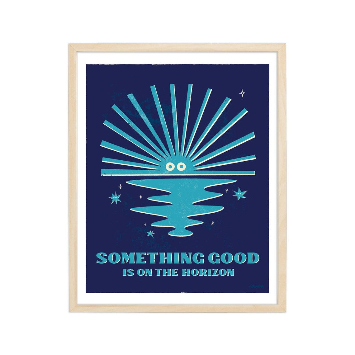 Something Good Is On The Horizon, Night Blue, Retro Art Print ...