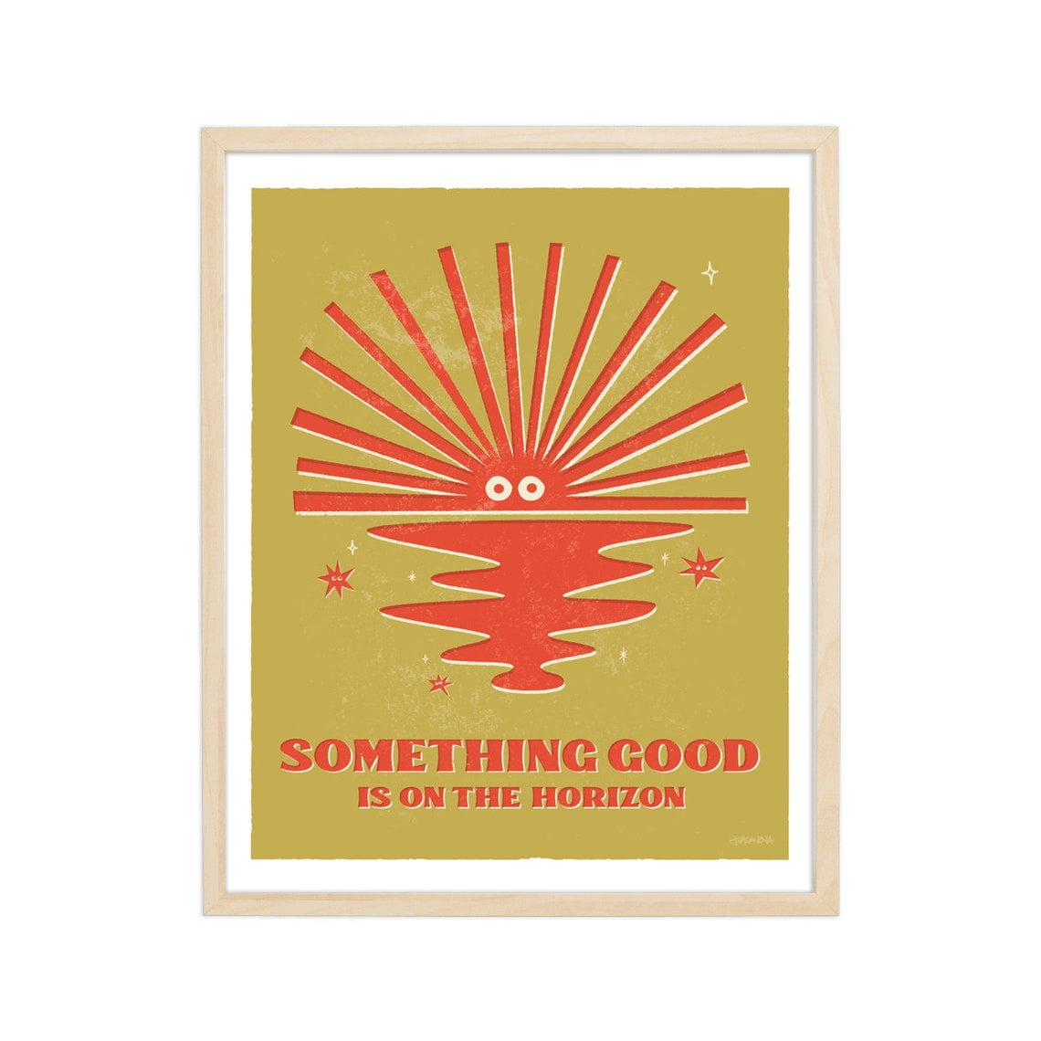 Something Good Is On The Horizon, Pink, Retro Art Print Illustration ...