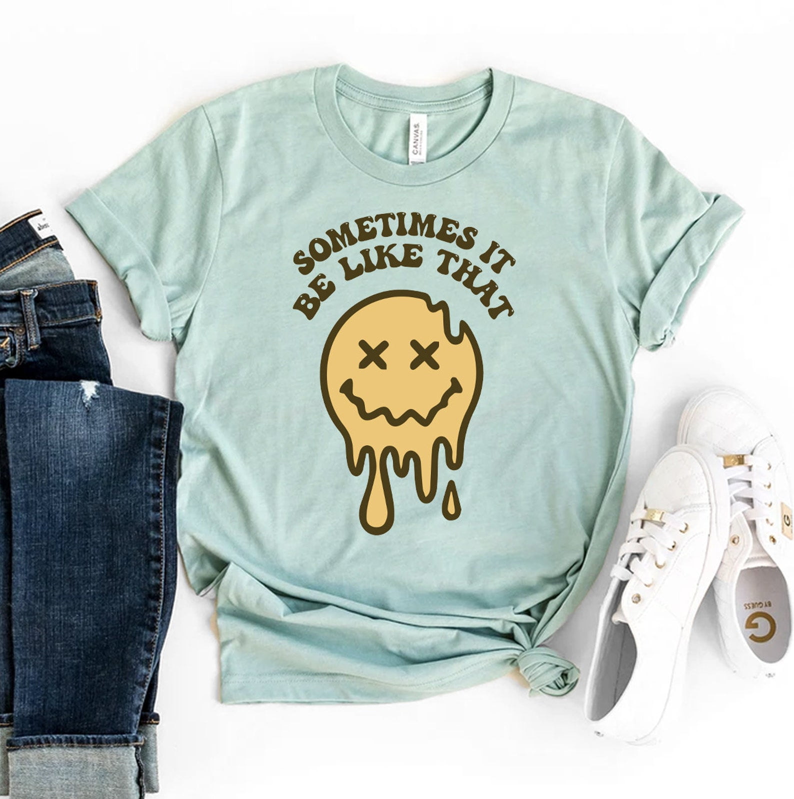 Sometimes It Be Like That Smiley T-shirt Face Shirt Melted Top Happy ...