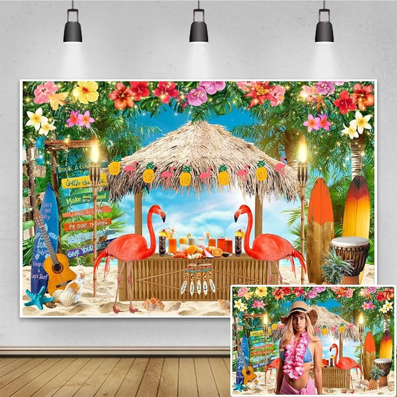 Somewhere Summer Backdrop Fruit Juice Background Seaside Palm Tree Leaf Tropical Sea Beach Photo ...