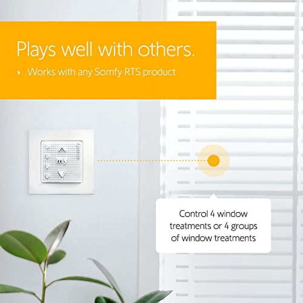 Somfy Smoove 4 RTS PURE – 4 Channel Wall Mounted Control for Motorized ...