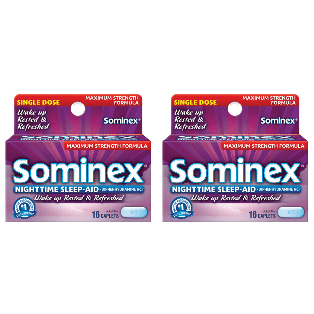 Sominex Nighttime Sleep-Aid Caplets, Maximum Strength, 16 ea, 16 ct ...