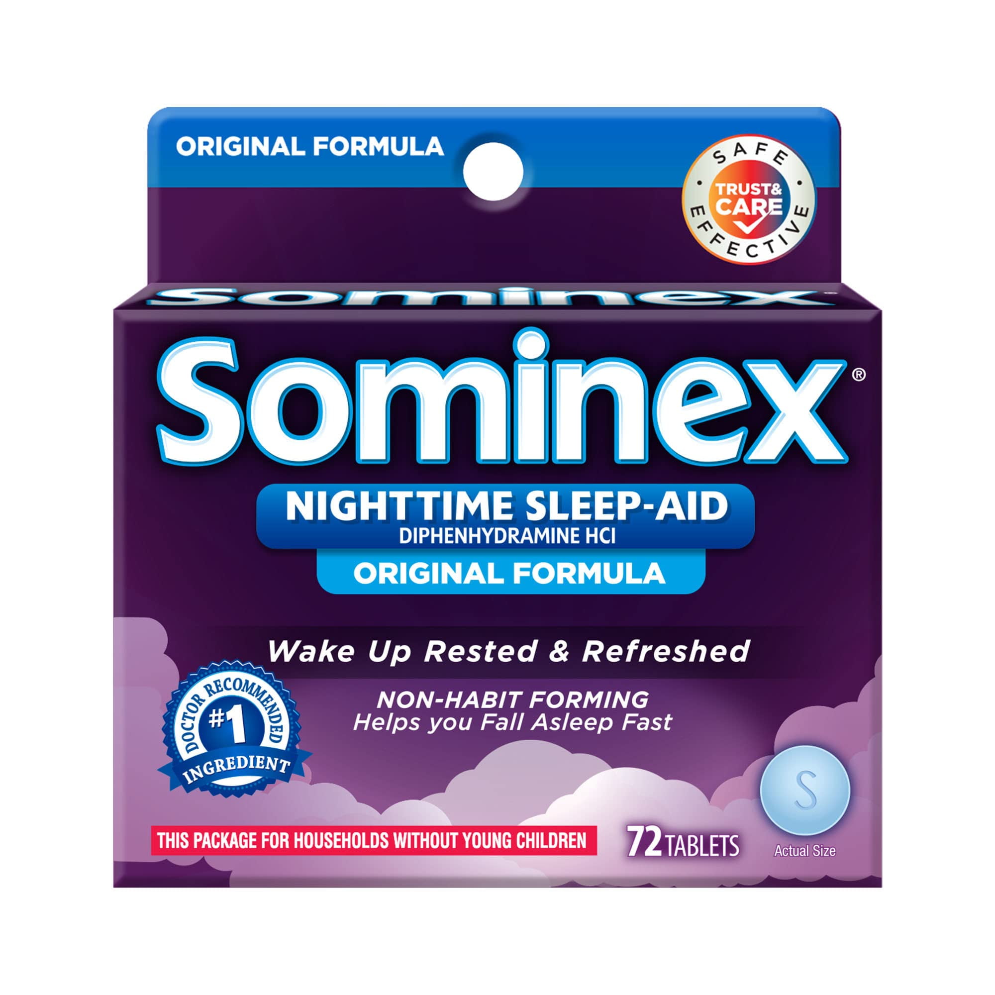Sominex Nighttime Sleep-Aid, Maximum Strength Formula, Single Dose, 72 ...