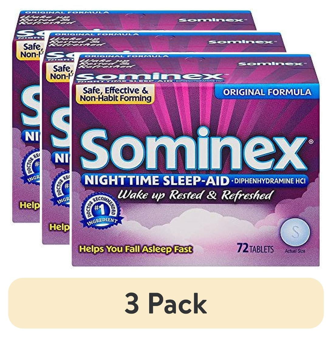 (3 pack) Sominex Original Formula Night-Time Sleep Aid Tablets, 72 ...