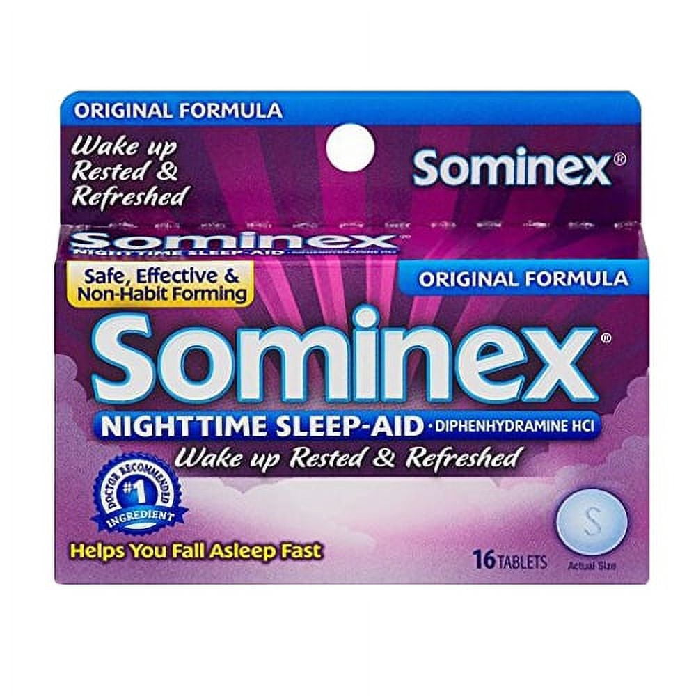 Sominex Original Formula, Nighttime sleep-aid, Diphenhydramine HCl Wake ...
