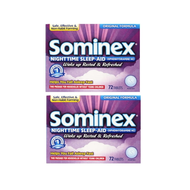 Sominex Original Formula Tablets, 72 ea (Pack of 2) - Walmart.com