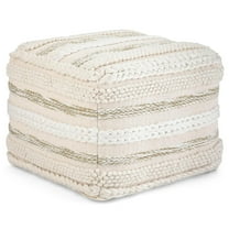 Simpli Home Sweeney Boho Square Pouf in Brown Handloom Woven Pattern - Walmart.com