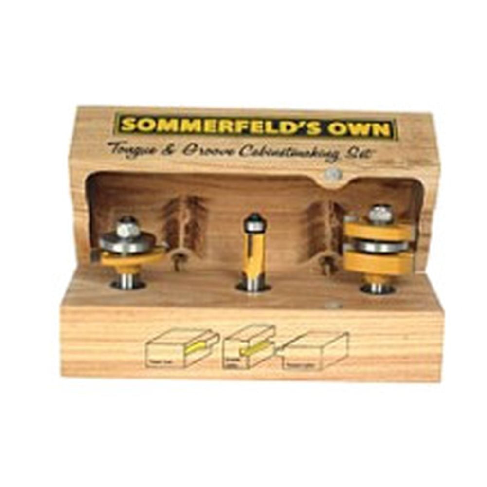Sommerfeld's 3 Piece Matching Tongue & Groove Router Bit set 1/2-Inch ...